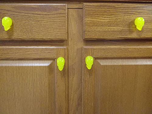Yellow Skull Cabinet Knobs/Drawer Knobs (Black Light Activated) (Set of 2)