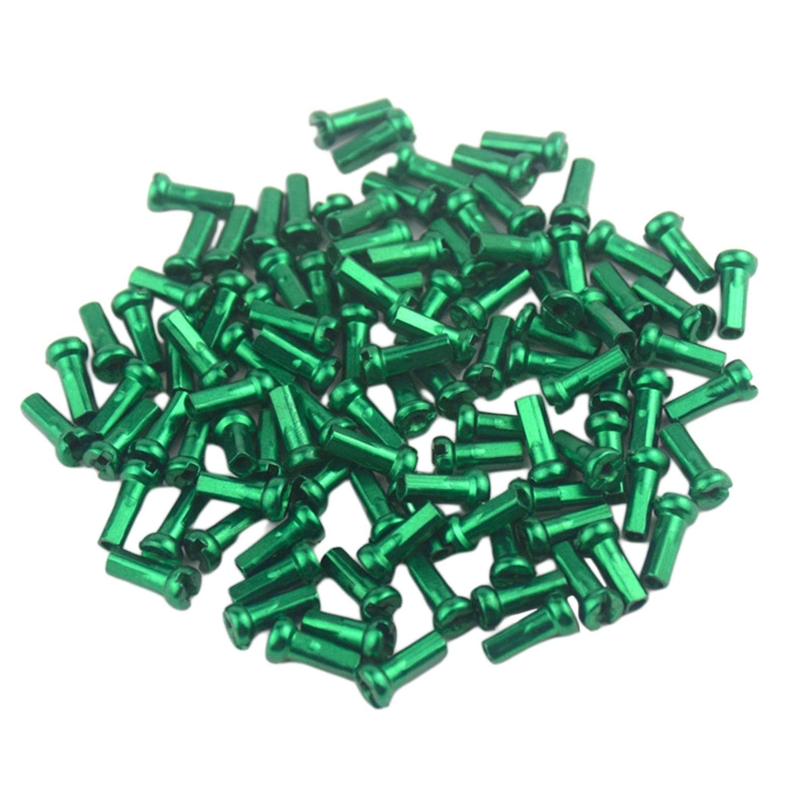 TRENDYBOY 100Pcs 14G MTB Road Bicycle Spoke Caps Wheel Spoke Nipples Decor Bike Spoke Nipples for Cycling Equipment (Color : Green)