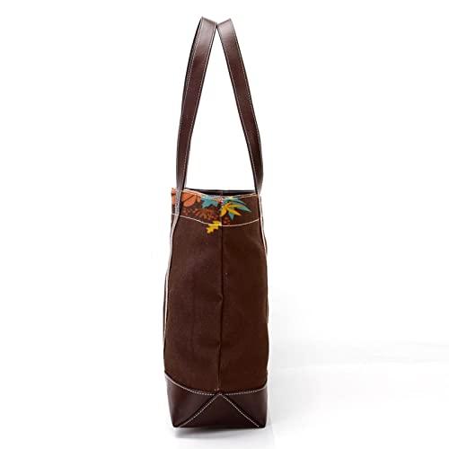 Women's Large Size Canvas Shoulder Bag Hobo Crossbody Handbag Casual Tote, Thanksgiving Turkey Cartoon
