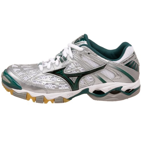 Mizuno Women's Wave Lightning 5 Volleyball Shoe, Silver/Forest