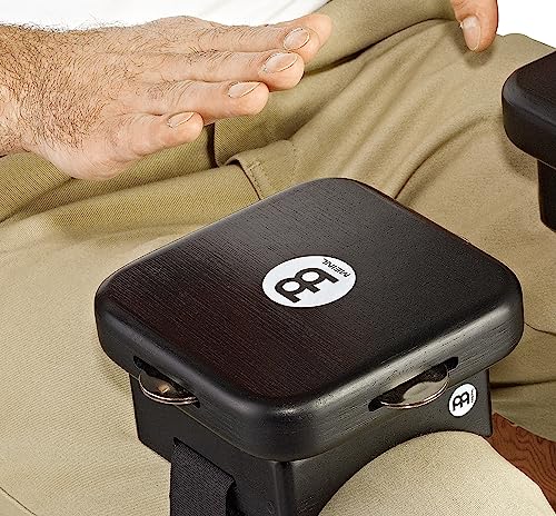 Meinl Percussion Knee Tap with Tambourine Jingles for Cajon Players, Includes Adjustable Strap β NOT Made in China β Play with Your Hands, Hollow Hardwood Body, 2-Year Warranty, Black (KP-JT-BK)