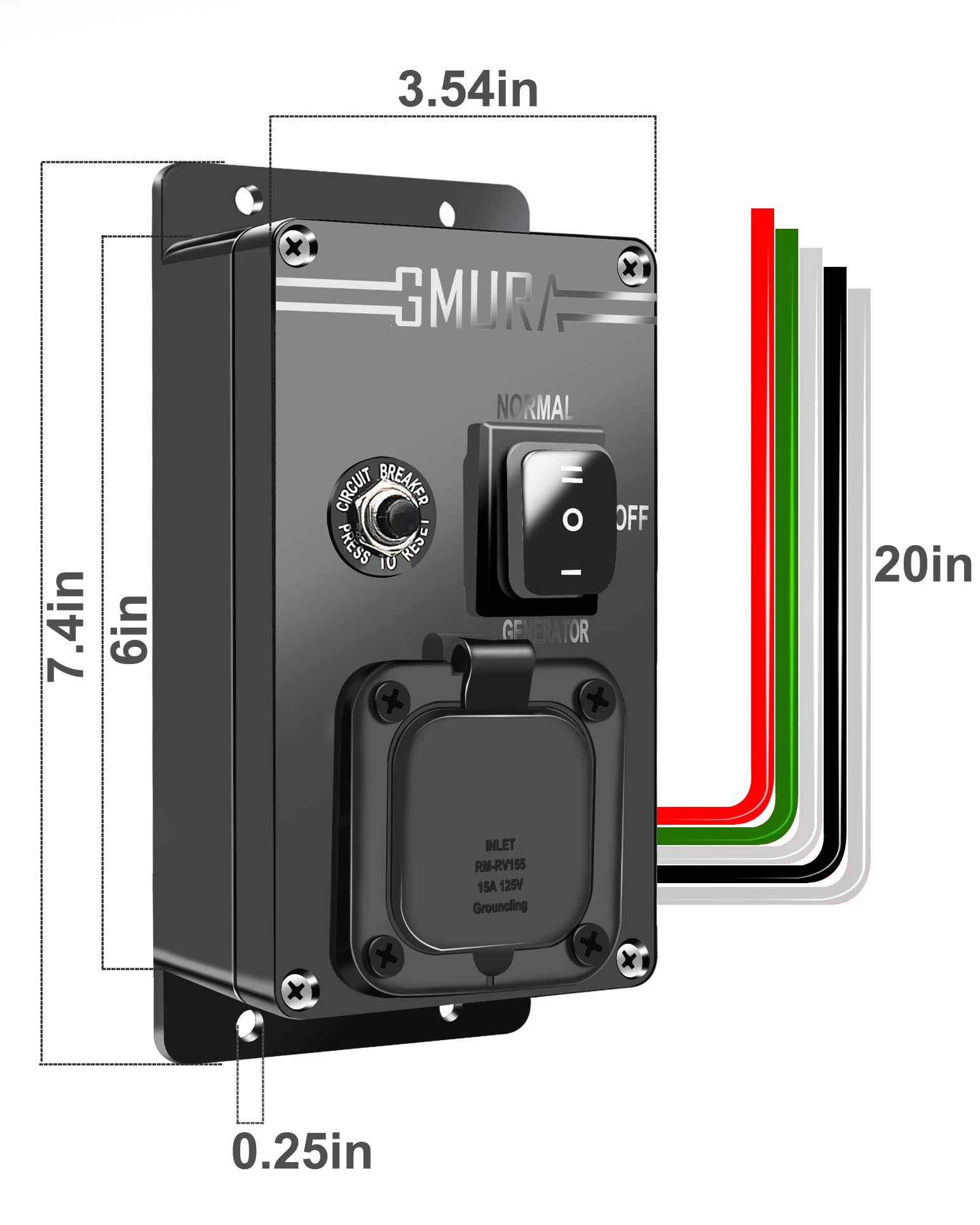 Waterproof Generator Transfer Switch NEMA 5-15P, 15 Amp 120V Transfer Switch for Generators Indoor and Outdoor, with Circuit Breaker