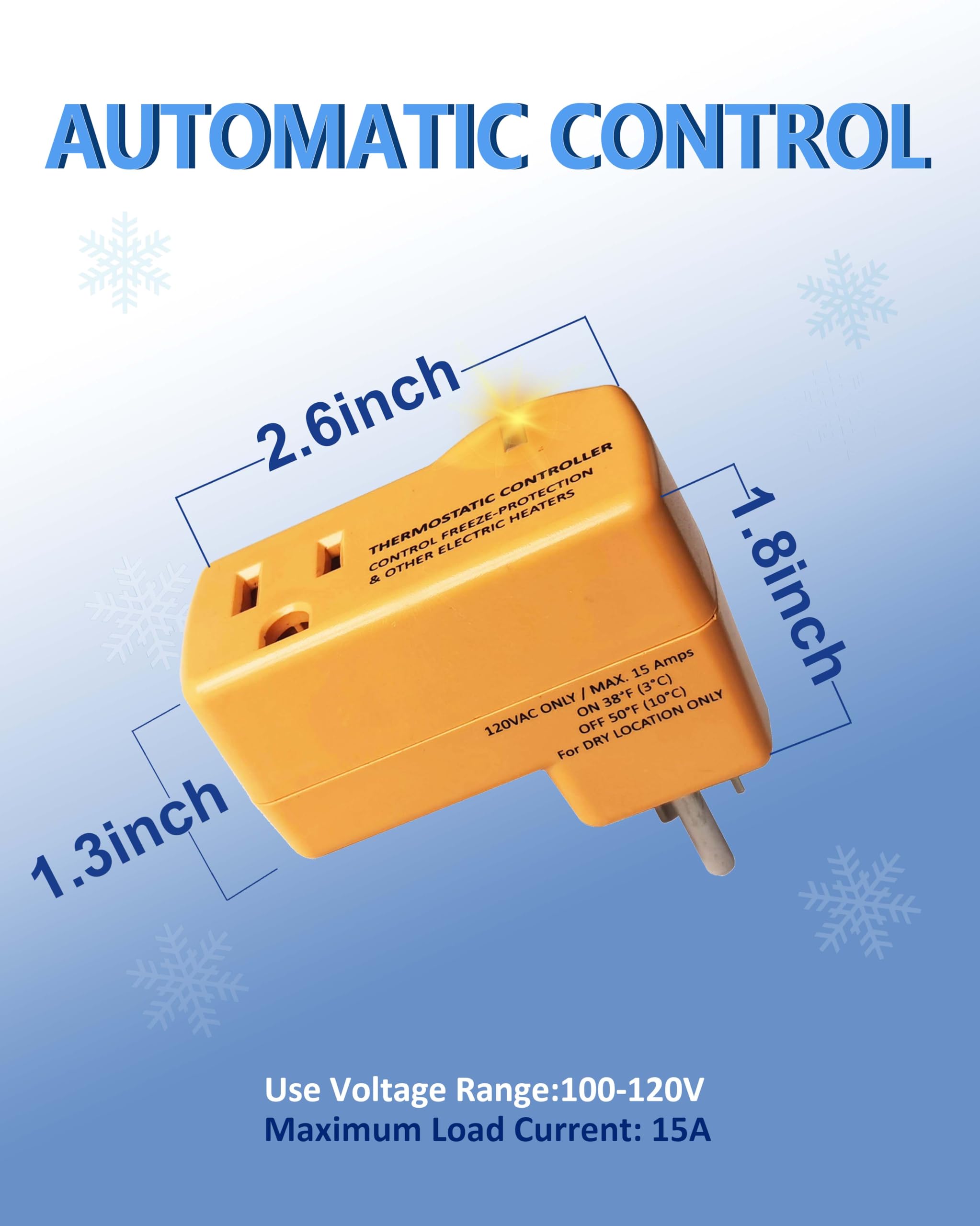 MAXKOSKO 2PCS Freeze Thermostatically Controlled Outlet,Automatically Turn On below 38°F and Off Over 50°F