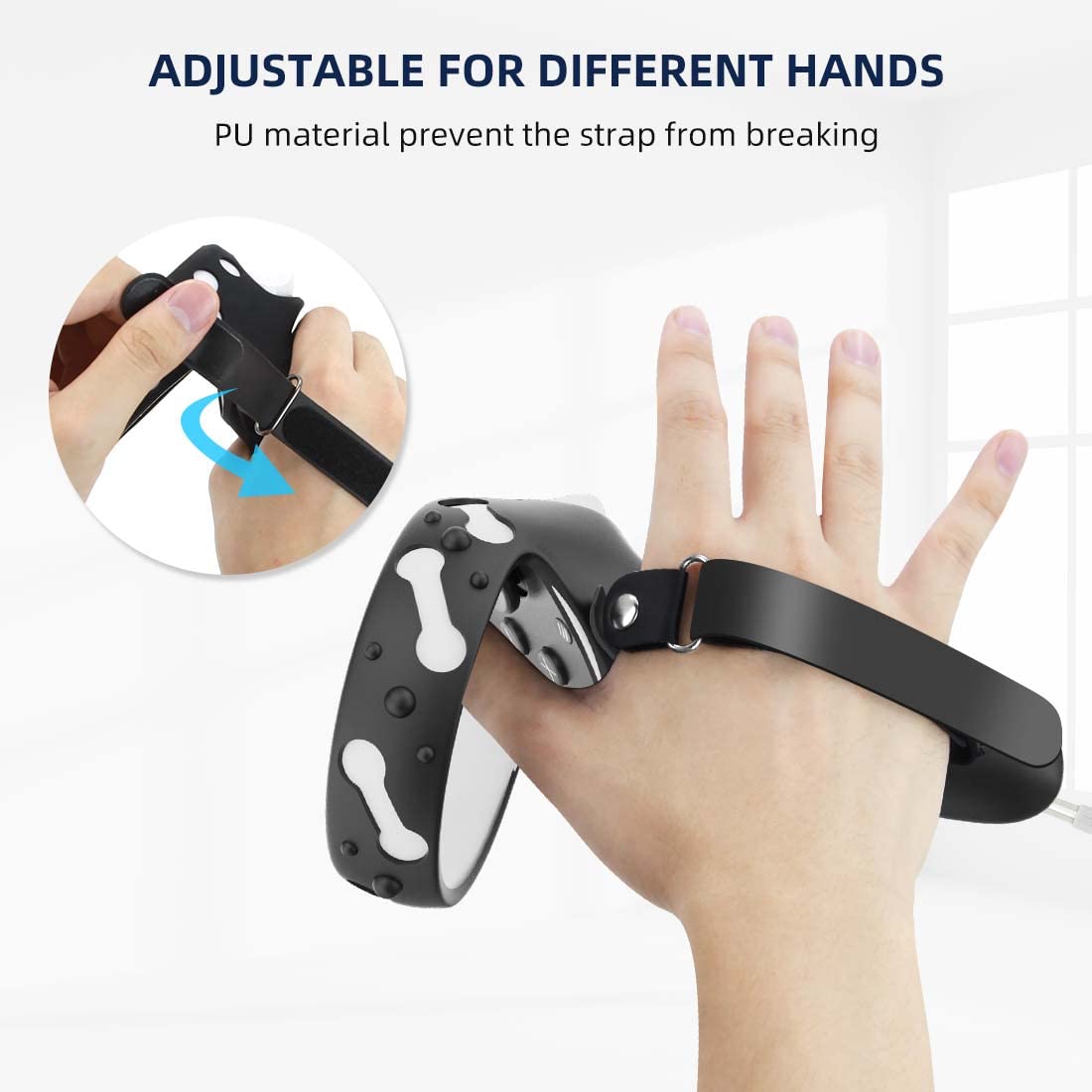 Upgraded Controller Grips Compatible with Oculus Quest 2 Accessories, Extended Controller Grips Cover for Quest 2 Accessories Crash/Fall Protector with Battery Opening Adjustable Knuckle Velcro Straps