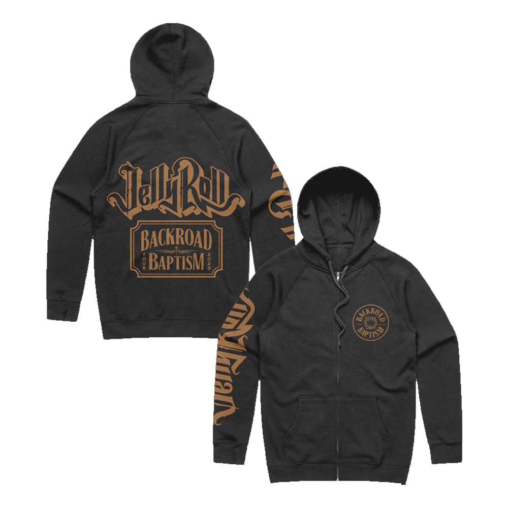 MARLLEGEBEE Jelly Roll Backroad Baptism Zip Up Hoodie Long Sleeve Sweatshirts Women Men Hip Hop Clothes (XX-Large,YH07)