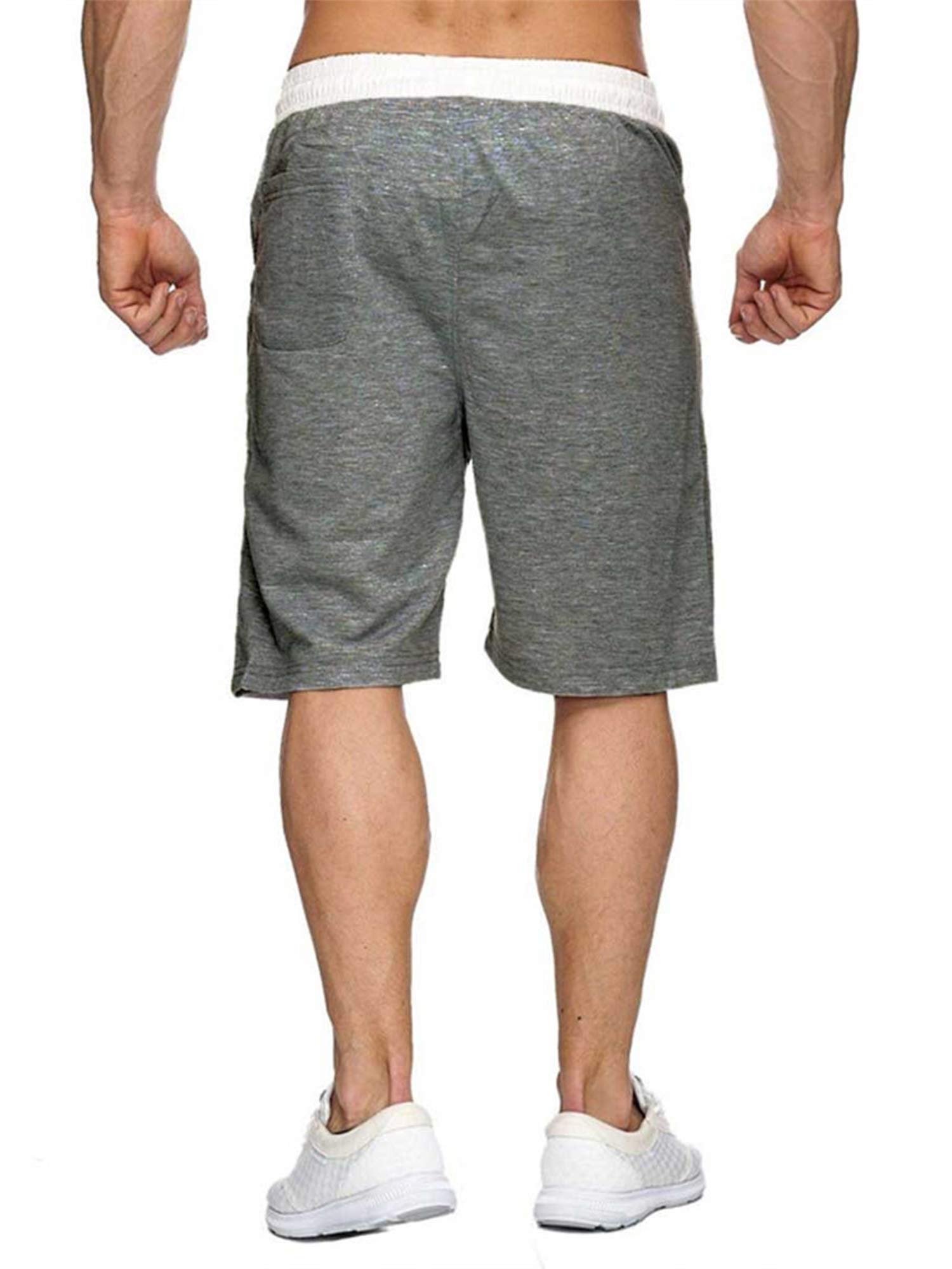 Newbby Mens Elastic Waist Drawstring Joggers Sweat Short Pants Summer Workout Shorts with Zipper Pockets (L, Dark Grey Mens Shorts)