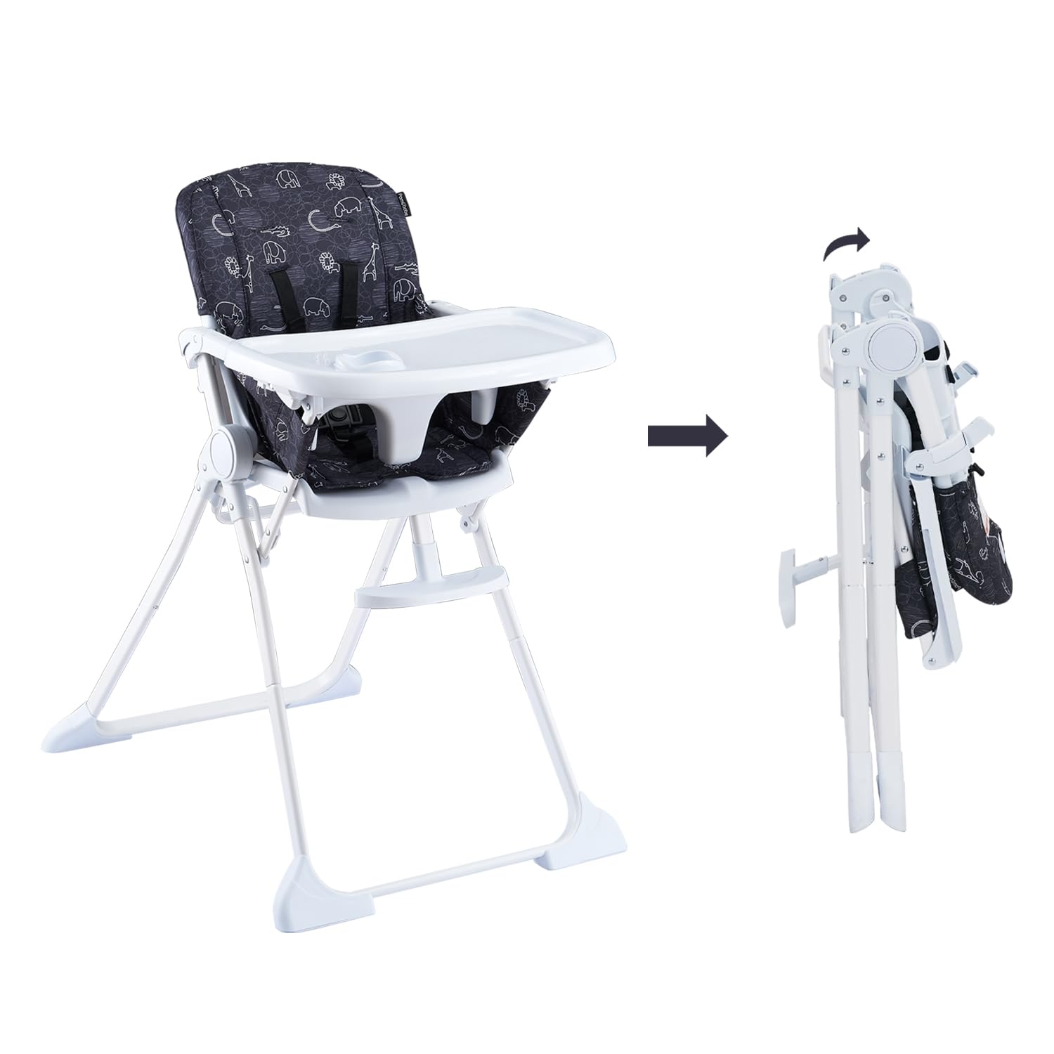 Pamo Babe Slim Snacker High Chair, Ultra Compact High Chair, Whisk Portable Highchair