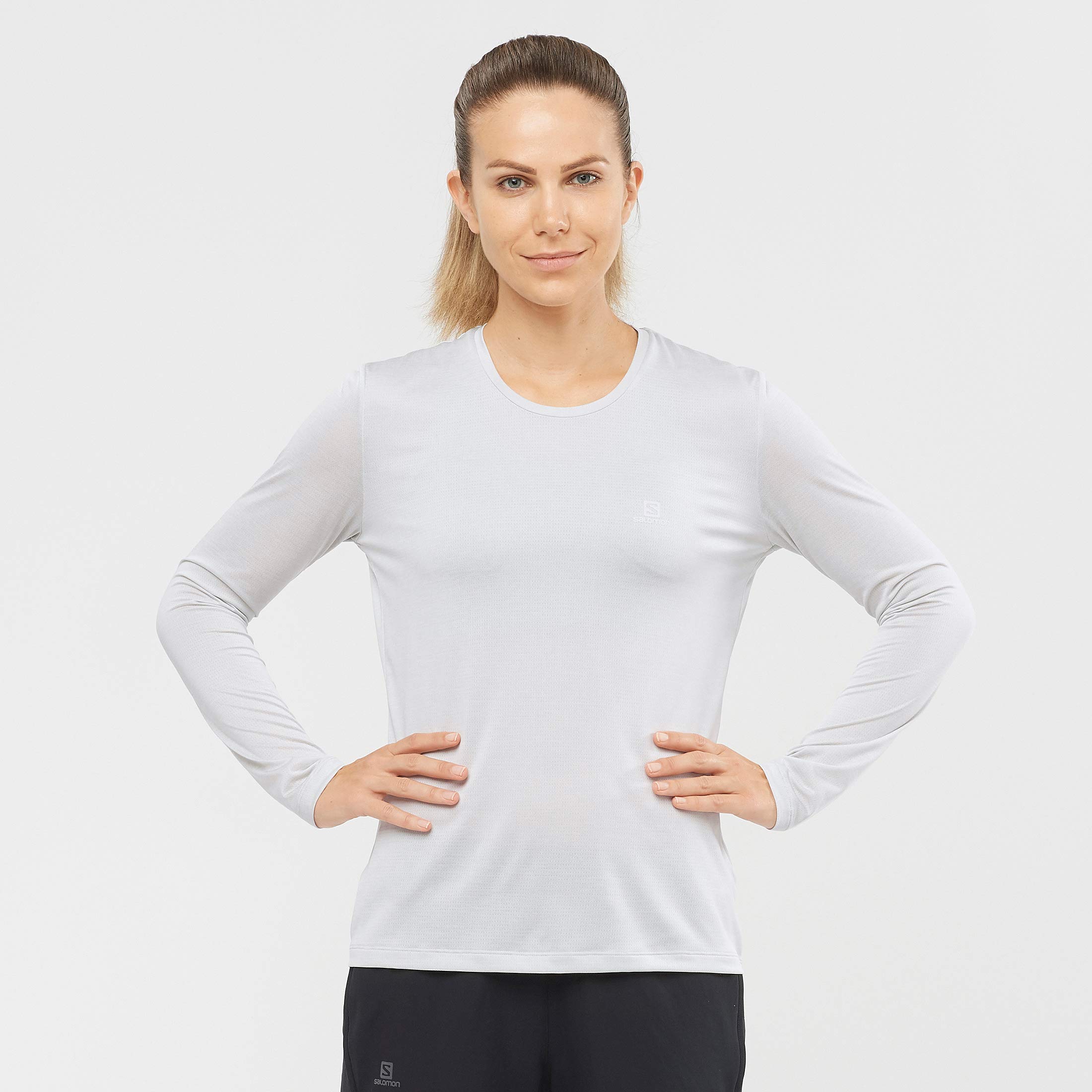 Salomon Women's Standard Agile LS TEE W, White, XL