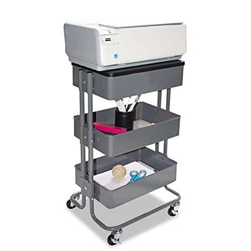 Vertiflex VF51025 Multi-Use Storage Cart/Stand-Up Workstation, 13.9w x 11.75d x 18.5-39.5h, Gray