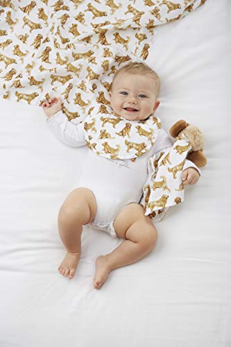Mud Pie Dog Print Baby Crawler Bib Gift, Golden Retriever, 0-6 Month