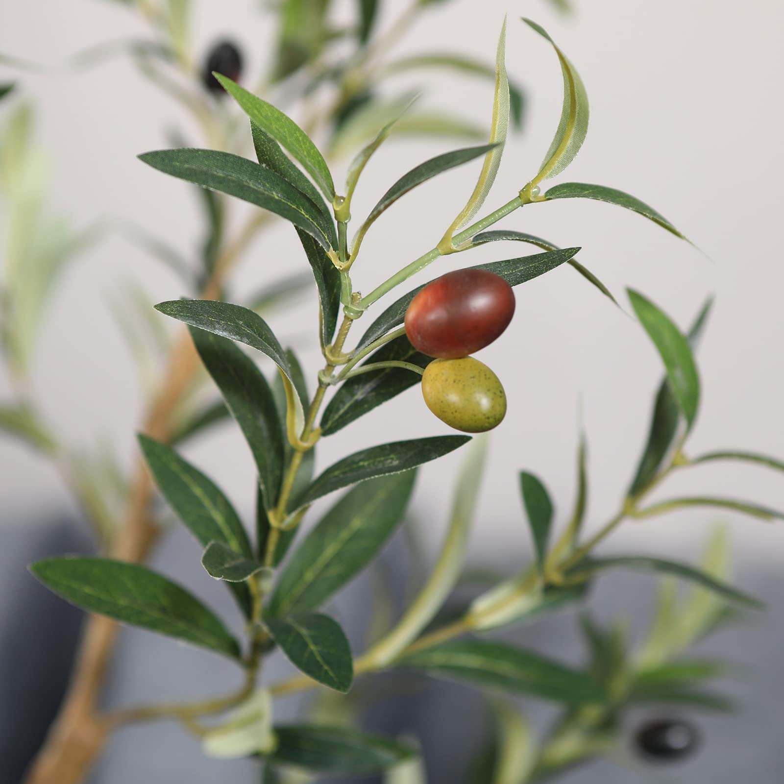 OAKRED Artificial Olive Tree, 6FT Tall Fake Silk Plants with Natural Wood Trunk Faux Potted Tree for Home Decor Indoor Office Porch, Set of 1
