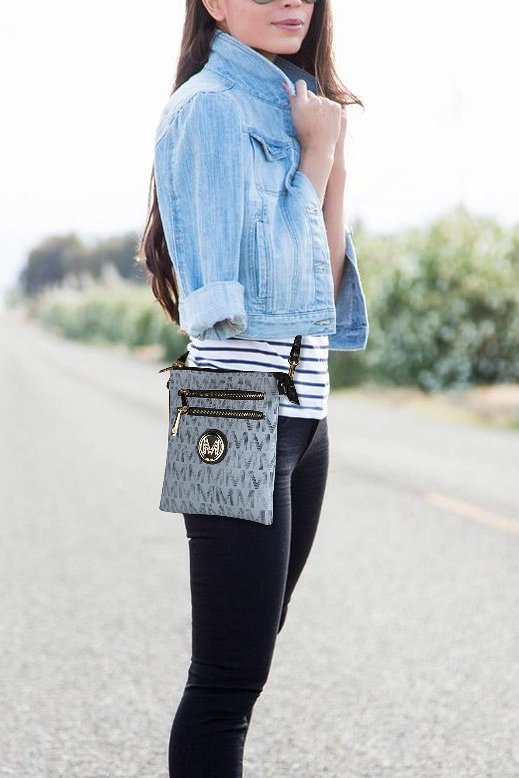 MKF Crossbody Bags for Women, Wristlet Strap β PU Leather Shoulder Handbag β Small Crossover Messenger Purse, Black