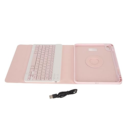 Portable Keyboard, 180mAh Battery PU Leather PC Pen Holder Magnetic Rotating Design Precise Cutouts Wireless Keyboard with Case for 2022 Tablet (Pink)