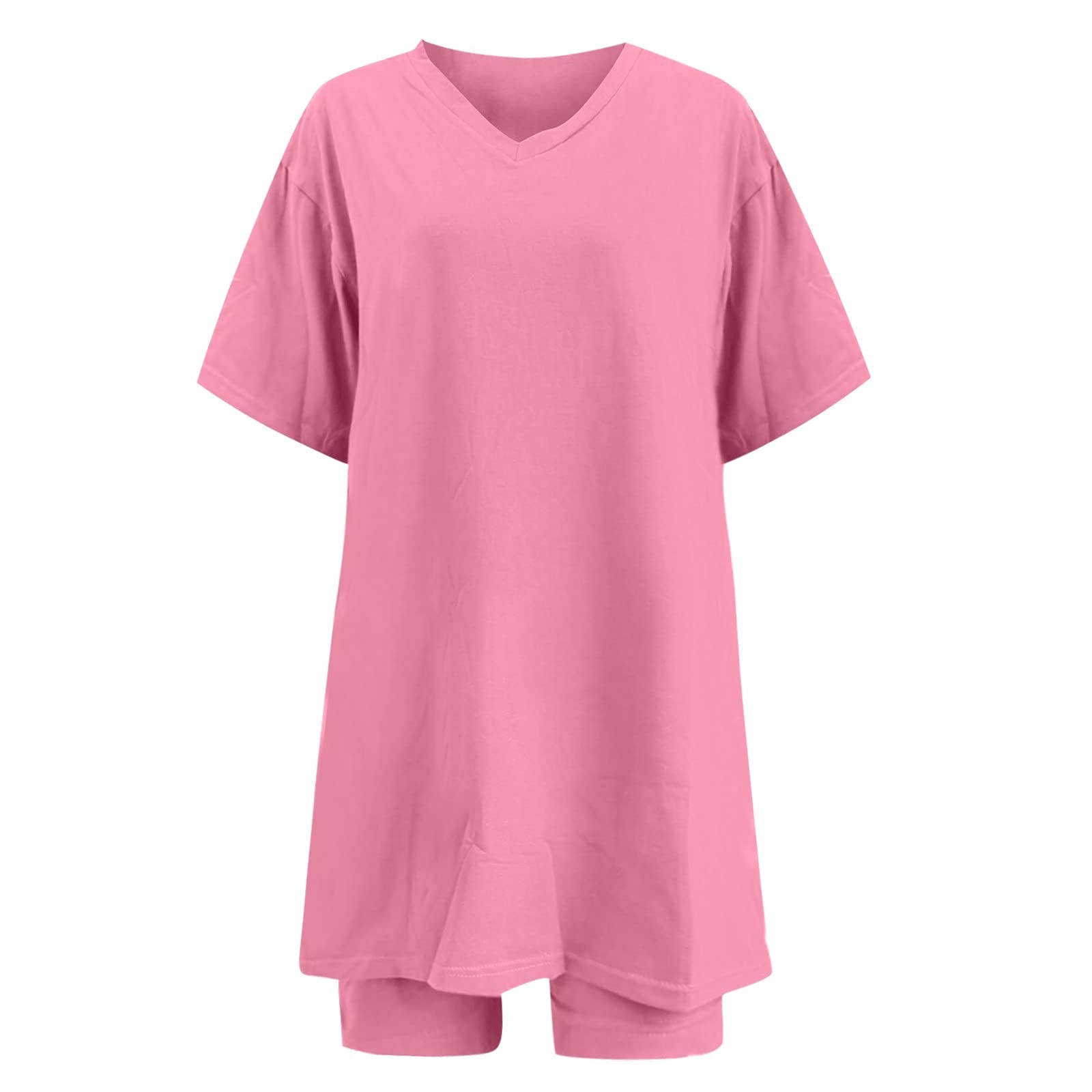 Women 2 Piece Tracksuit Outfit V-Neck Side Split Tops Yoga Bodycon Shorts Jogger Outfit Plus Size Lounge Sets