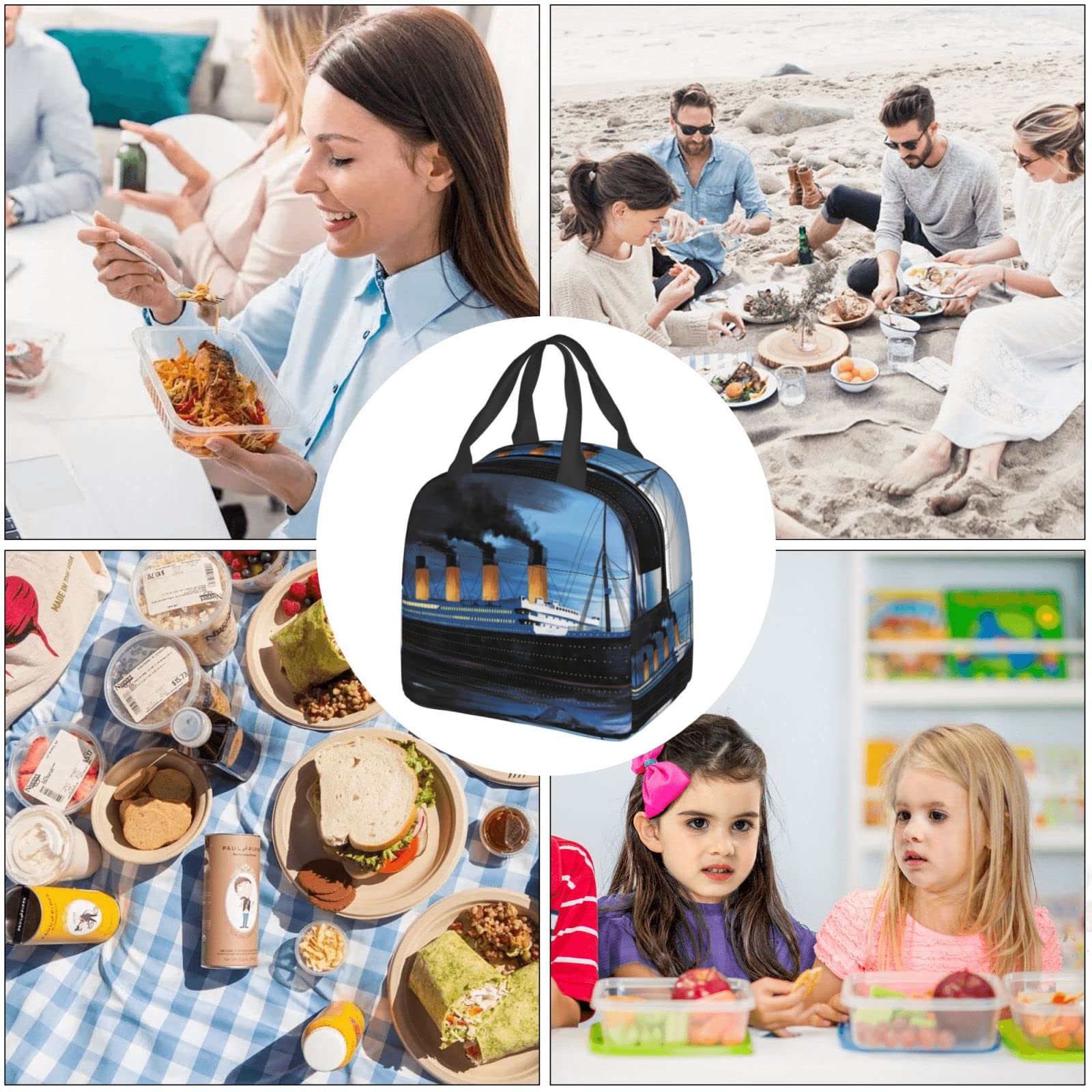 Titanic Lunch Bag for Men Women Tote Insulated Cooler Bags Reusable Lunch Box 8.5x5 Inch for College Work Office Picnic
