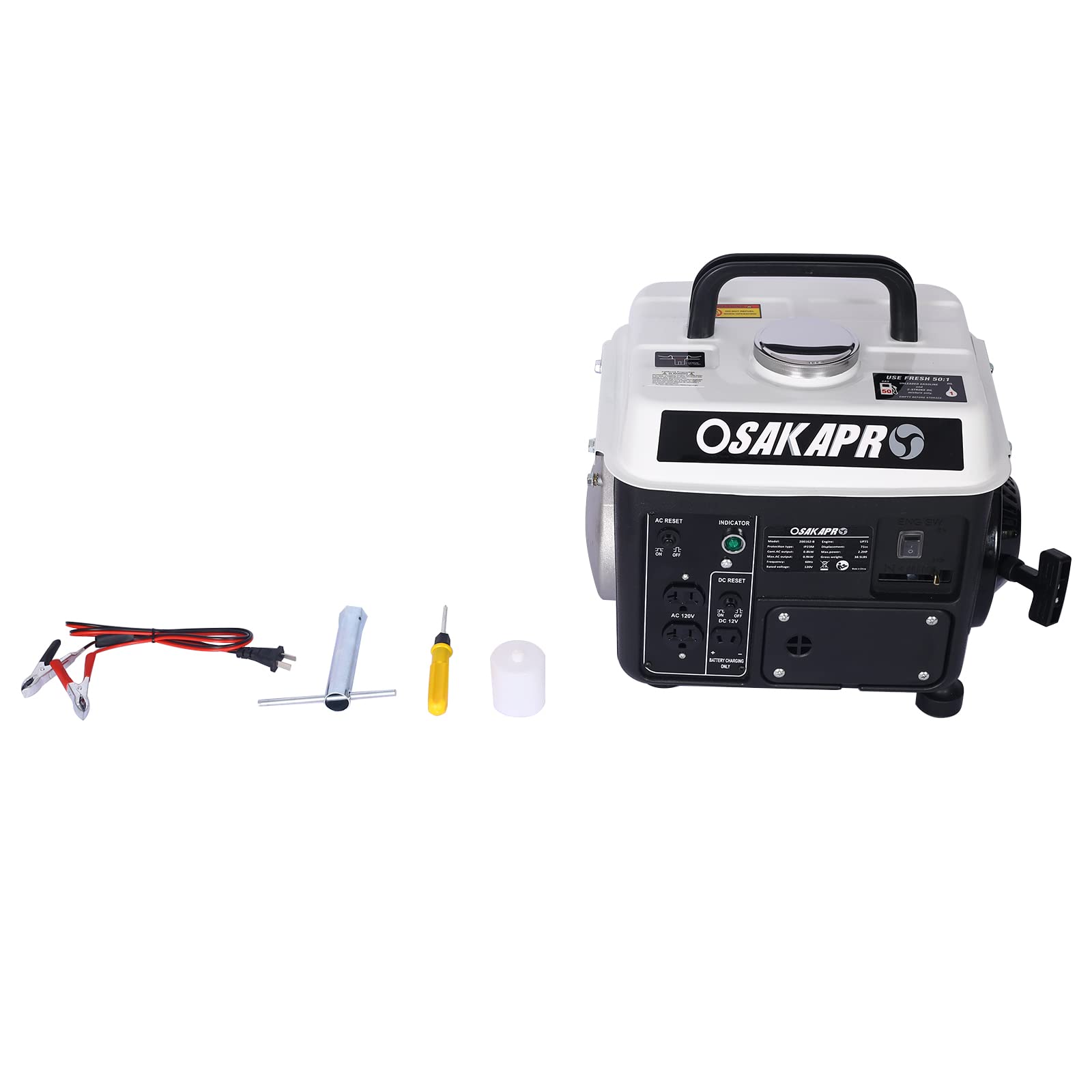 WIILAYOK Portable Generator, 900 Watts Gas Powered Generator for Backup Home Use & Outdoors Camping Low Noise Ultra Lightweight EPA III and CARB Compliant (Black & White)
