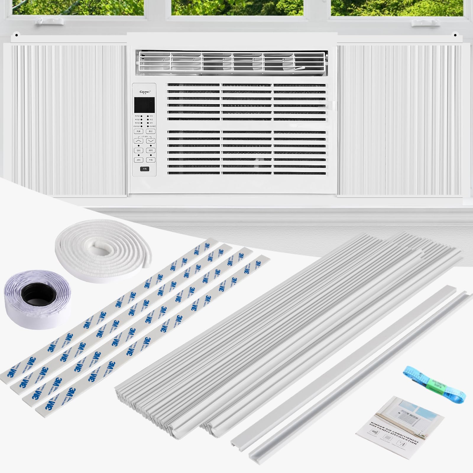 Window Air Conditioner Side Panels, Window Ac Side Panels, Fits Up to 17" H x 10" W, Window Air Conditioner Installation Kit, Pack of 2, White