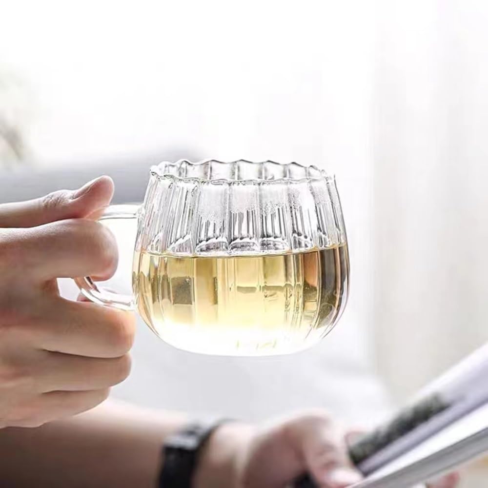 RYUHYF Mug Cup, Glass Cup,Coffee Cup,Tea Cup,Juice Cup, Petal Cup,350ml,Set of 1(Clear)