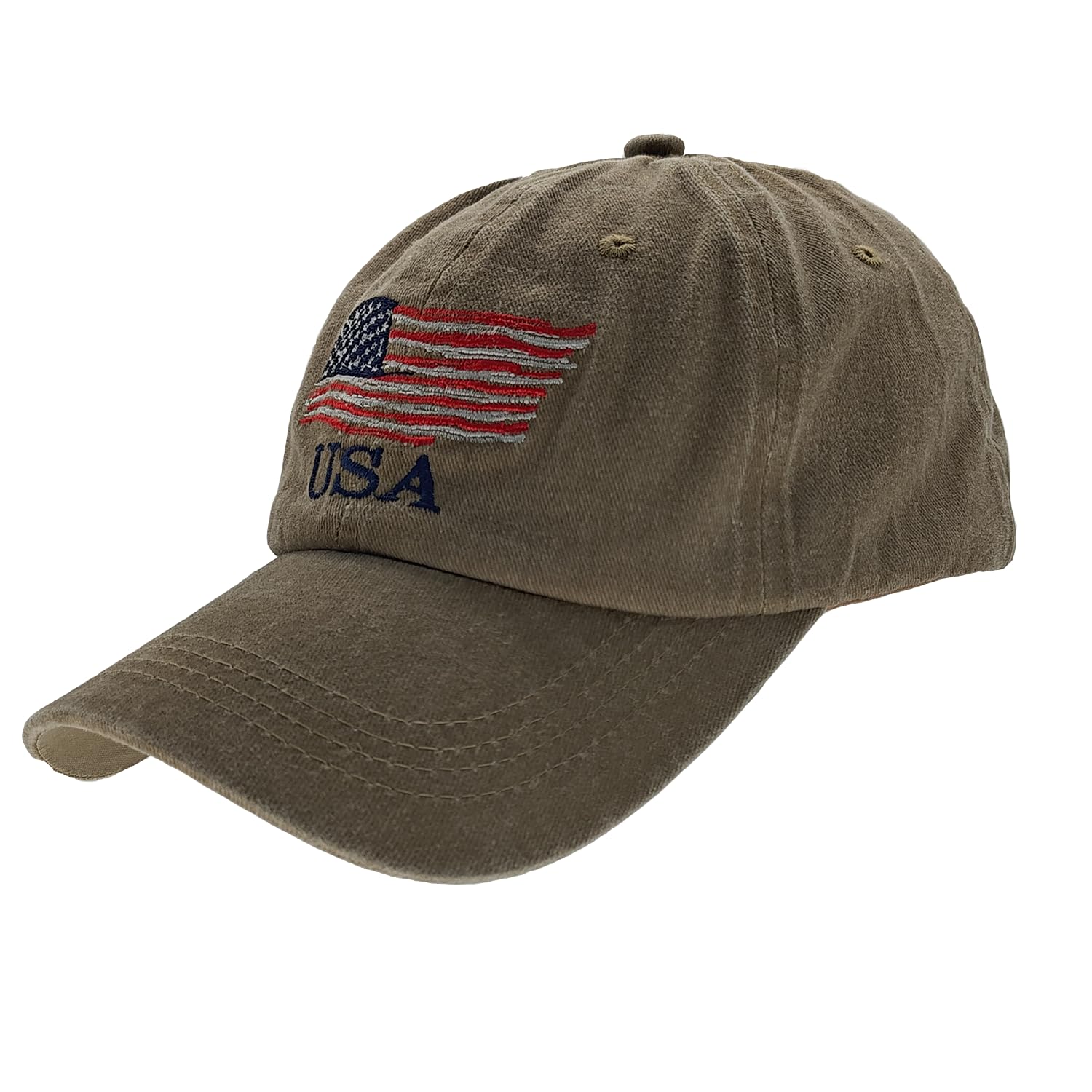 MEISHIMEIKE American Flag Hat for Men Women Adjustable Cotton Baseball Cap (Black)