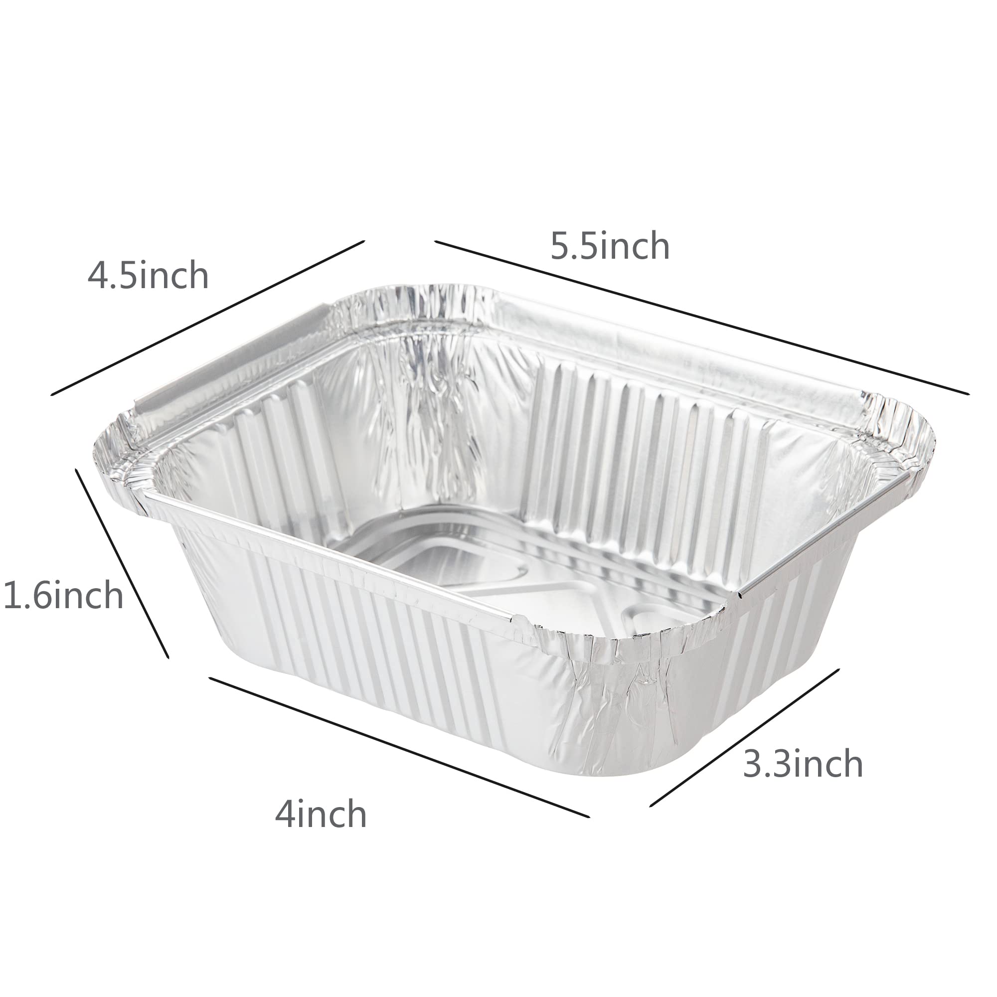 Waytiffer Aluminum Foil Pan 5.5" x 4.5" (50 Pack) Disposable Cookware with Lids/Aluminum Foil Food Containers/Meal Prep Freezer Drip Pans BBQ Potluck Holidays Silver