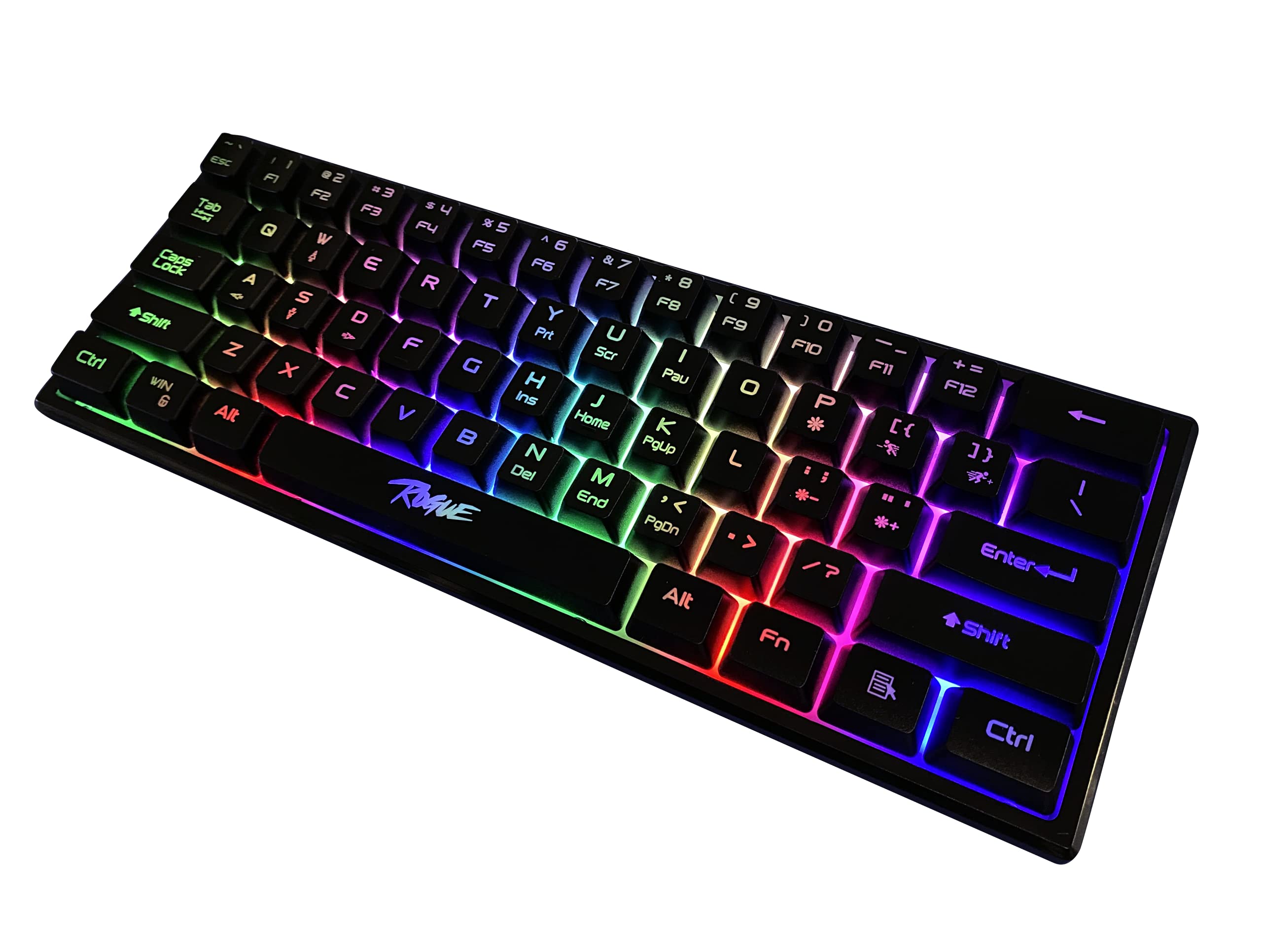 ROGUE Silent 60% Gaming Keyboard, RGB Backlit Ultra-Compact Mini Keyboard, Quiet Ergonomic Water-Resistant Mechanical Feeling Keyboard for PC, MAC, PS4, Xbox ONE