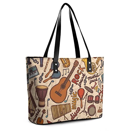 Womens Handbag Musical Patterns Leather Tote Bag Top Handle Satchel Bags For Lady