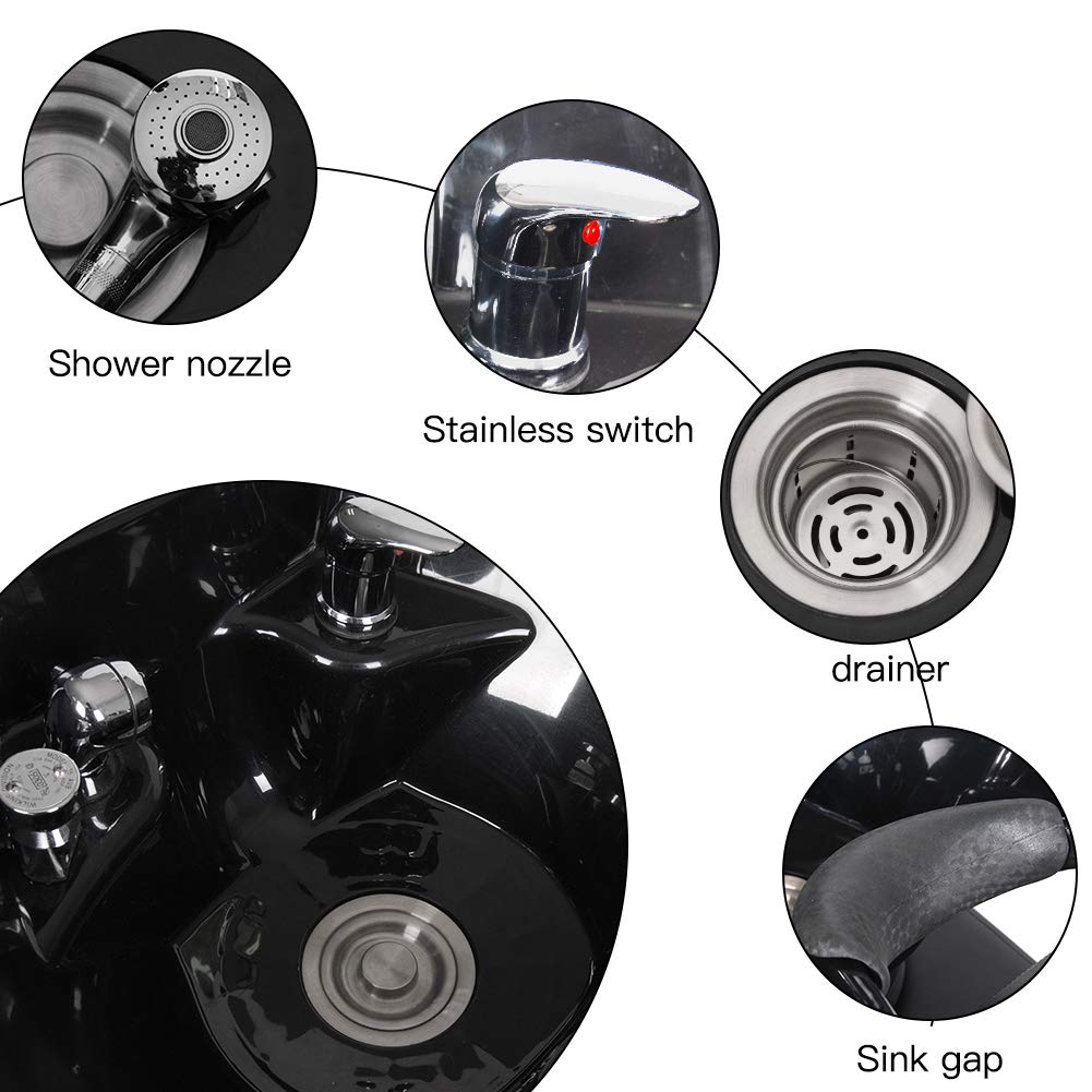 Polar Aurora Adjustable Shampoo Barber Backwash Chair Salon&Spa barber Chair ABS Plastic Bowl Sink Unit Station Beauty Spa Salon Equipment