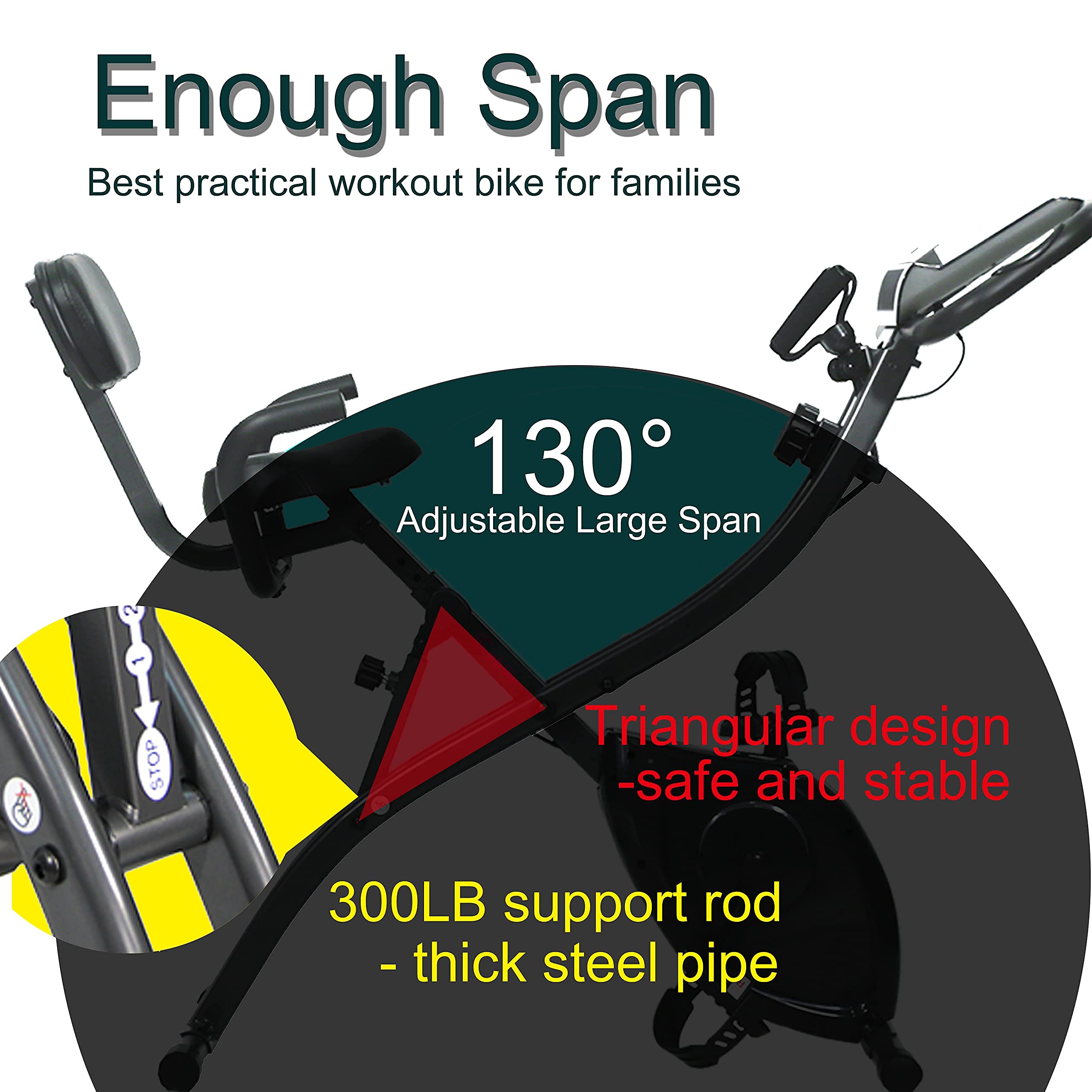 Ps indoor exercise bike, magnetic stationary with pulse sensor large seat upright foldable exercise bikes trainer for women gym home workout equipment