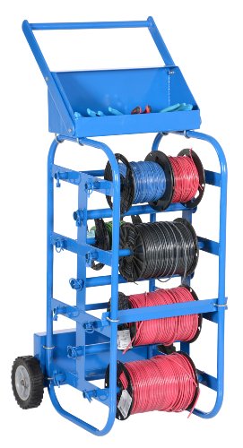 Vestil WIRE-D-E Steel Economy Wheel Wire Reel Caddy, Blue, 17-3/4" Width, 43-1/4" Height, 19-1/2" Depth, 150 lbs Capacity