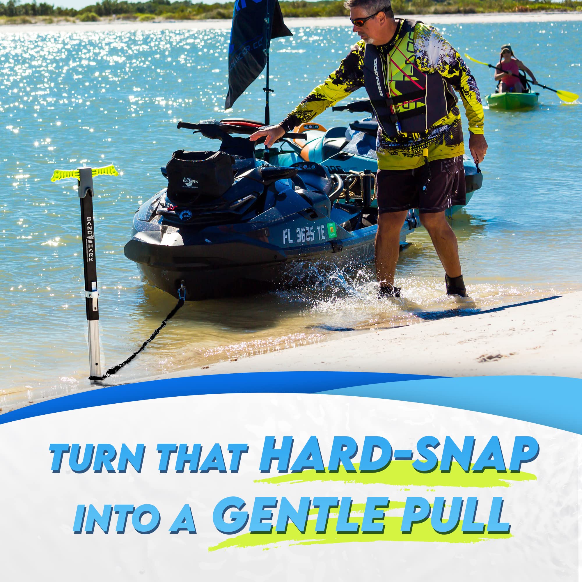 SandShark 7-14ft Premium Anchor Bungee Dock Line. Boat Accessories Bungee Anchor Line Absorbs Shock to Anchors and Docks w/Stainless Steel Clip. Designed for SandShark Anchor.