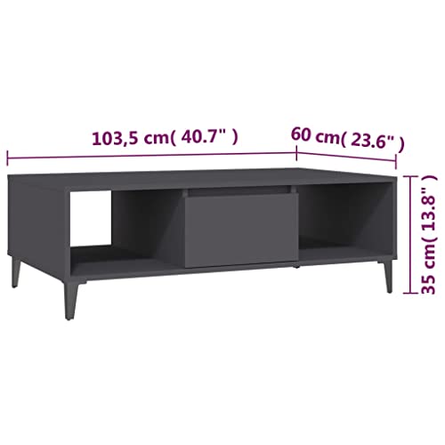 Modern Coffee Table Dining Table Coffee Table Corner Coffee Table Gray 40.7"x23.6"x13.8" Engineered Woodfor Living Room,Home,Office,Living Meeting Room