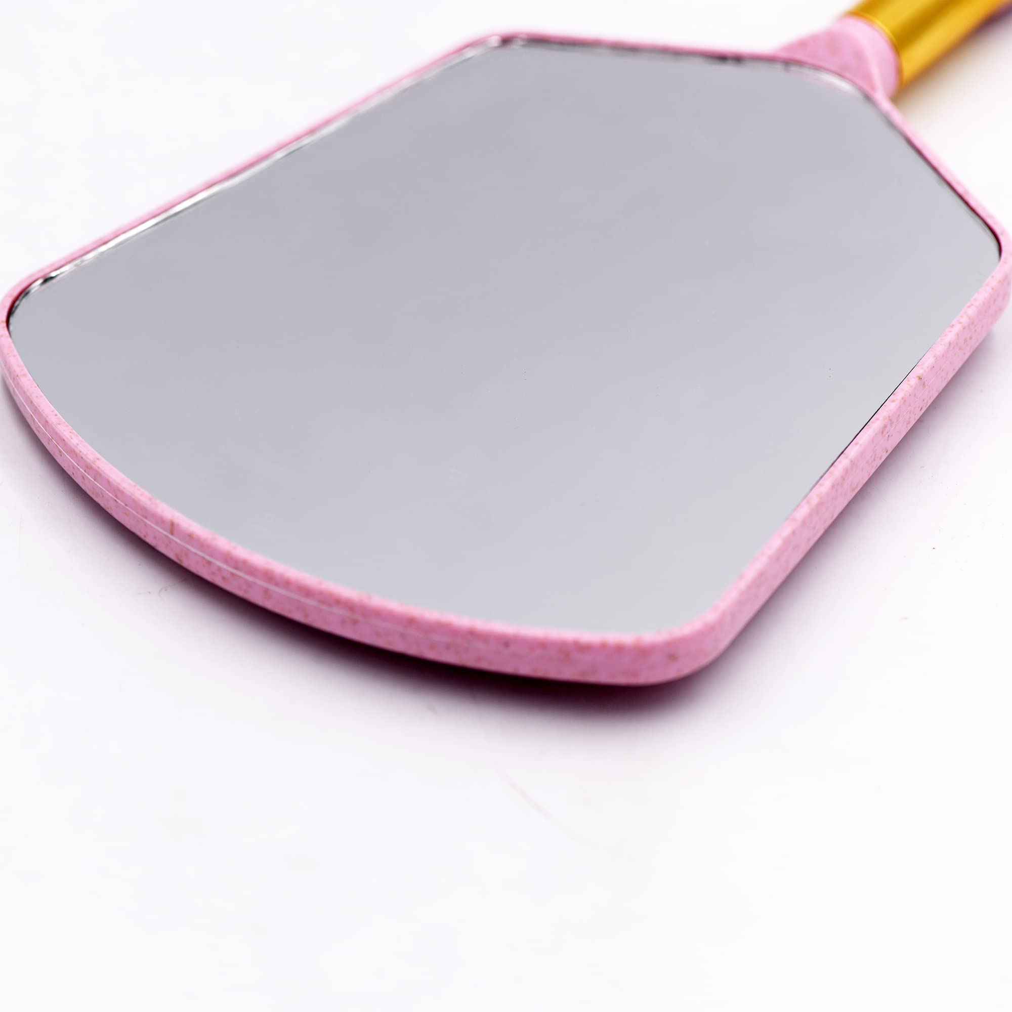 YCHMIR Hand Mirror, Handheld Mirror with Handle,Barber Hairdressing Handheld Mirrorfor for Salon 6 x 13 inch Pink-Square