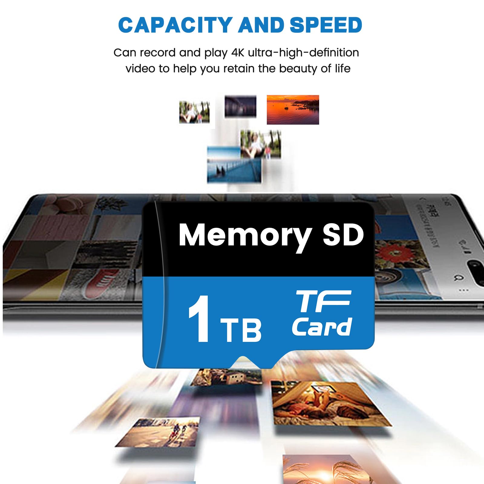 passdise 1TB High Speed TF Storage Memory Waterproof 1024GB Large Capacity Video Recording for Smartphone, Dashcam, Drone, Camera