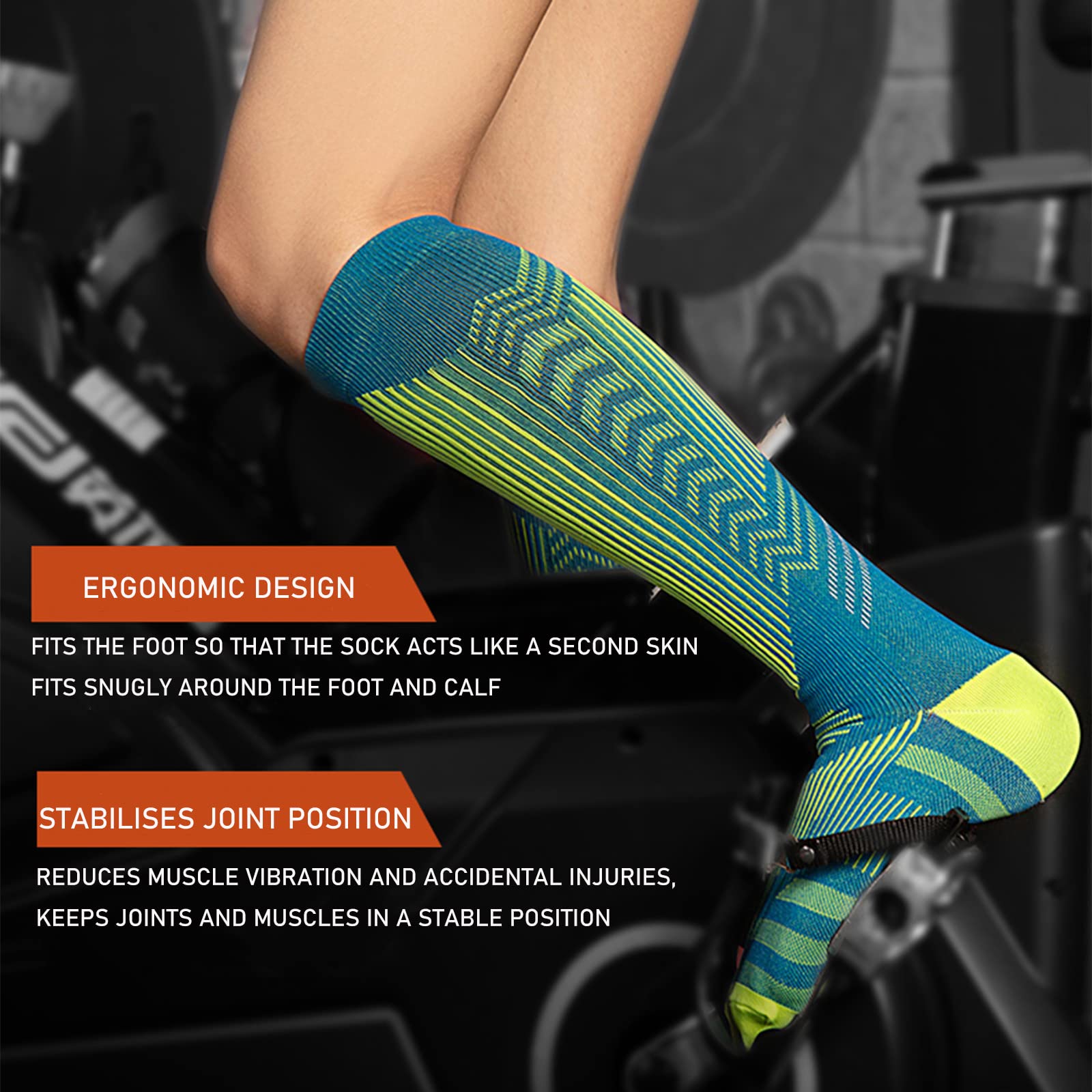 Ponhuu Men & Women Reflective Compression Socks 20-30mmhg - Nursing Compression Socks for Better Blood Flow, Swelling (S/M, Blue)