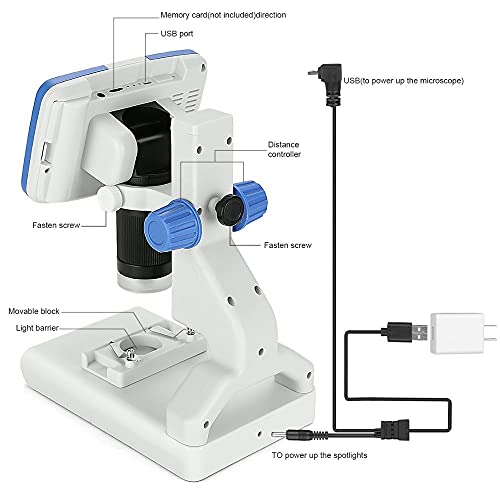 YHUA 200X Digital Microscope 5'' Display Screen Video Microscope Electron Microscope Present Scientific Biology Tool