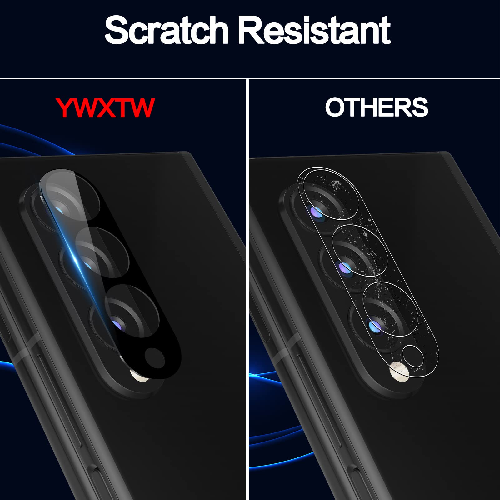 YWXTW 3 Pack for Samsung Galaxy Z Fold 4 Camera Lens Protector, 9H Tempered Glass, Anti Scratch, Ultra Thin, Case Friendly [Does Not Affect Night Shots]