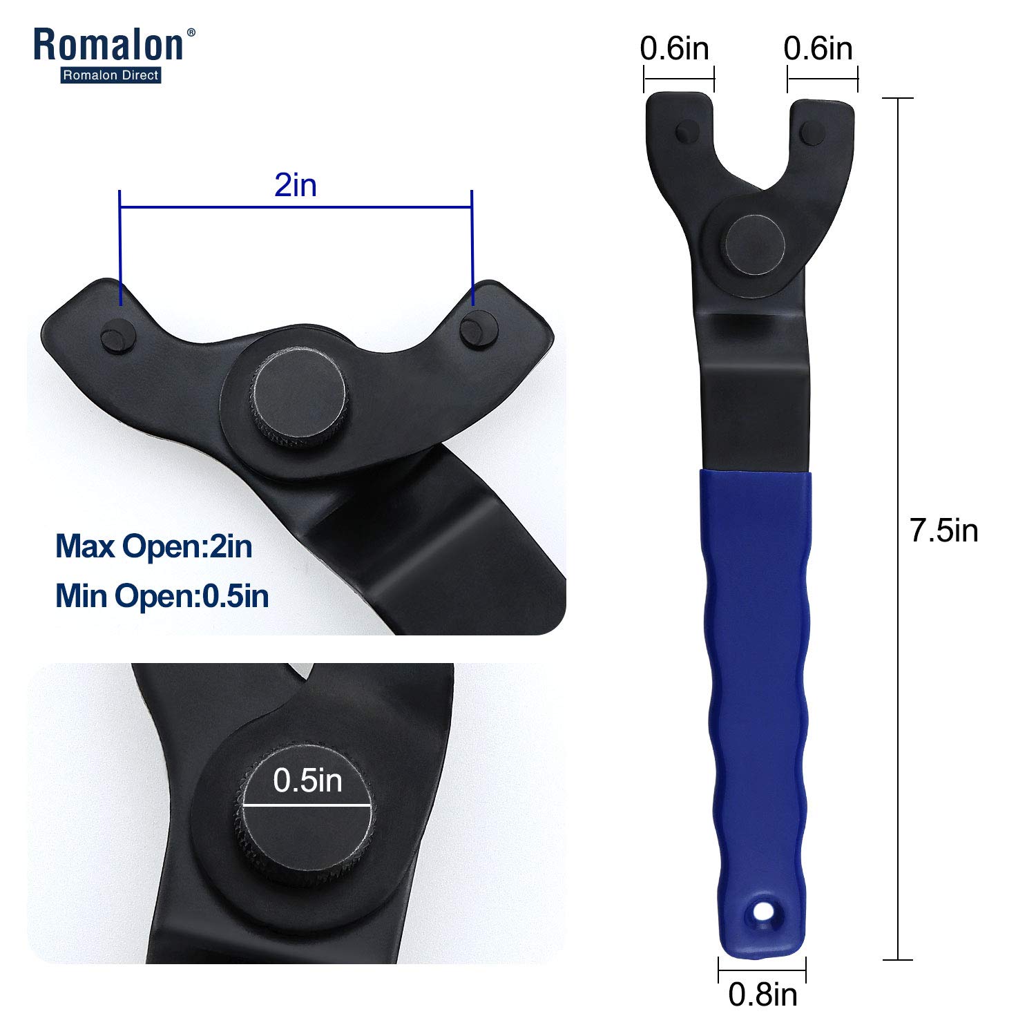 Romalon SEWA20 Adjustable Grinder Lock-Nut Wrench Replacement for Makita Bosch & Other Angle Grinder