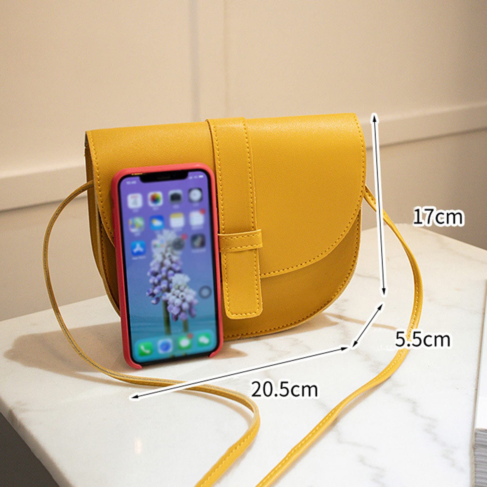 Women Crossbody Bags Fashion Women Artificial Leather Solid Color Shell Bag Phone Bag Shoulder Bag Men Present(Yellow,One Size)