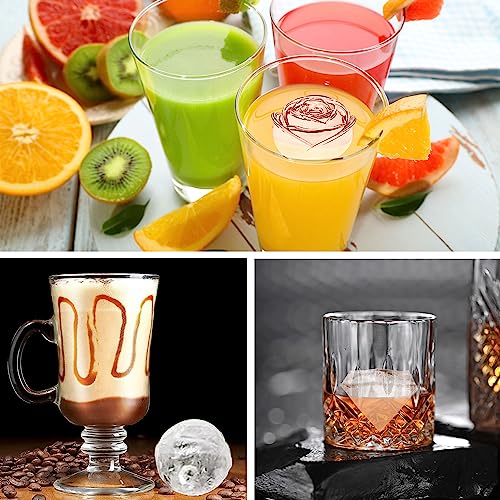 Silicone Ice Cube Trays for Freezer 6Holes Rose/diamond/ball Shape Silicone Mold with Lid for Epoxy Resin Candle Chocolate Cocktails Whiskey (Blue)