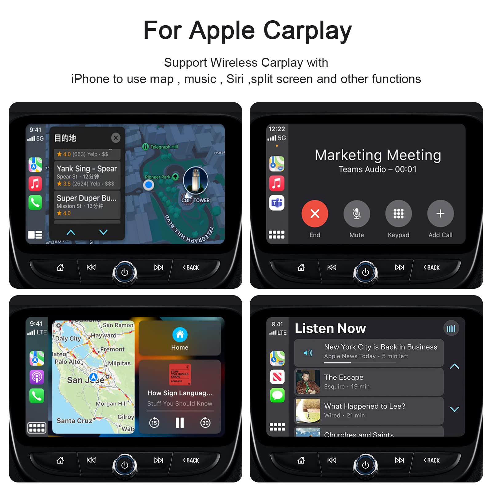 Wireless CarPlay Adapter Compatible with iPhone, iOS, Apple, Siri – Car Play Wireless Adapter WiFi Adapter for Music, Video Content, App Control, Online Map, 5G