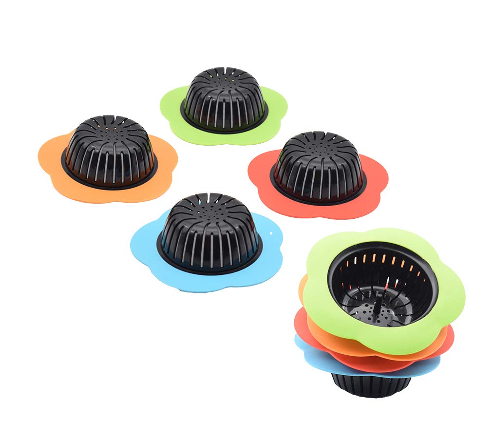 Silicone Kitchen Sink Strainer 2 Pack, Pouring strainers,Drain FilterLarge Wide Rim 4.5" Diameter (4.5" Diameter, 2 Red)