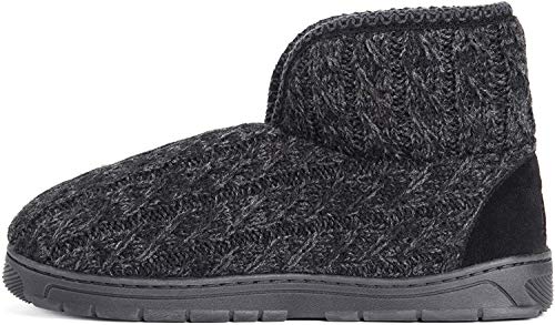 MUK LUKS Men's Mark Slipper, Ebony/Grey, Medium (10-11) M US
