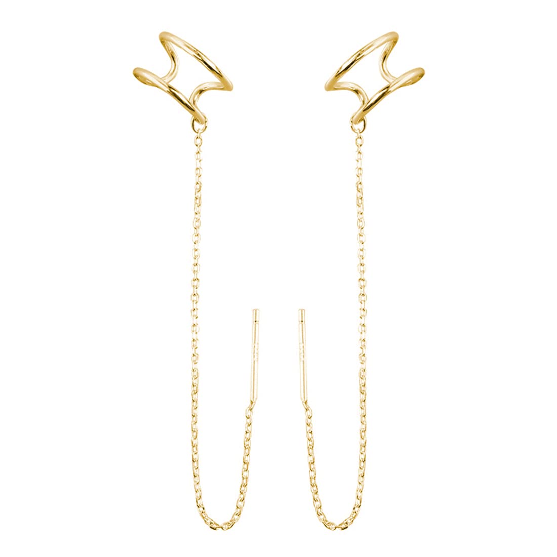 SLUYNZ 925 Sterling Silver Cuff Earrings Threader Chain for Women Crawler Earrings Wrap Earrings (Gold Plated)
