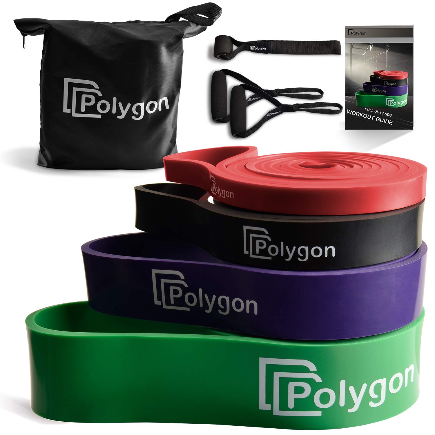 Polygon Pull Up Assist Bands - Resistance Exercise Band - Heavy Duty Assistance Loop Mobility Band, for Body Stretching, Muscle Toning, Powerlifting, Resistance Training, Home Workouts (Set)