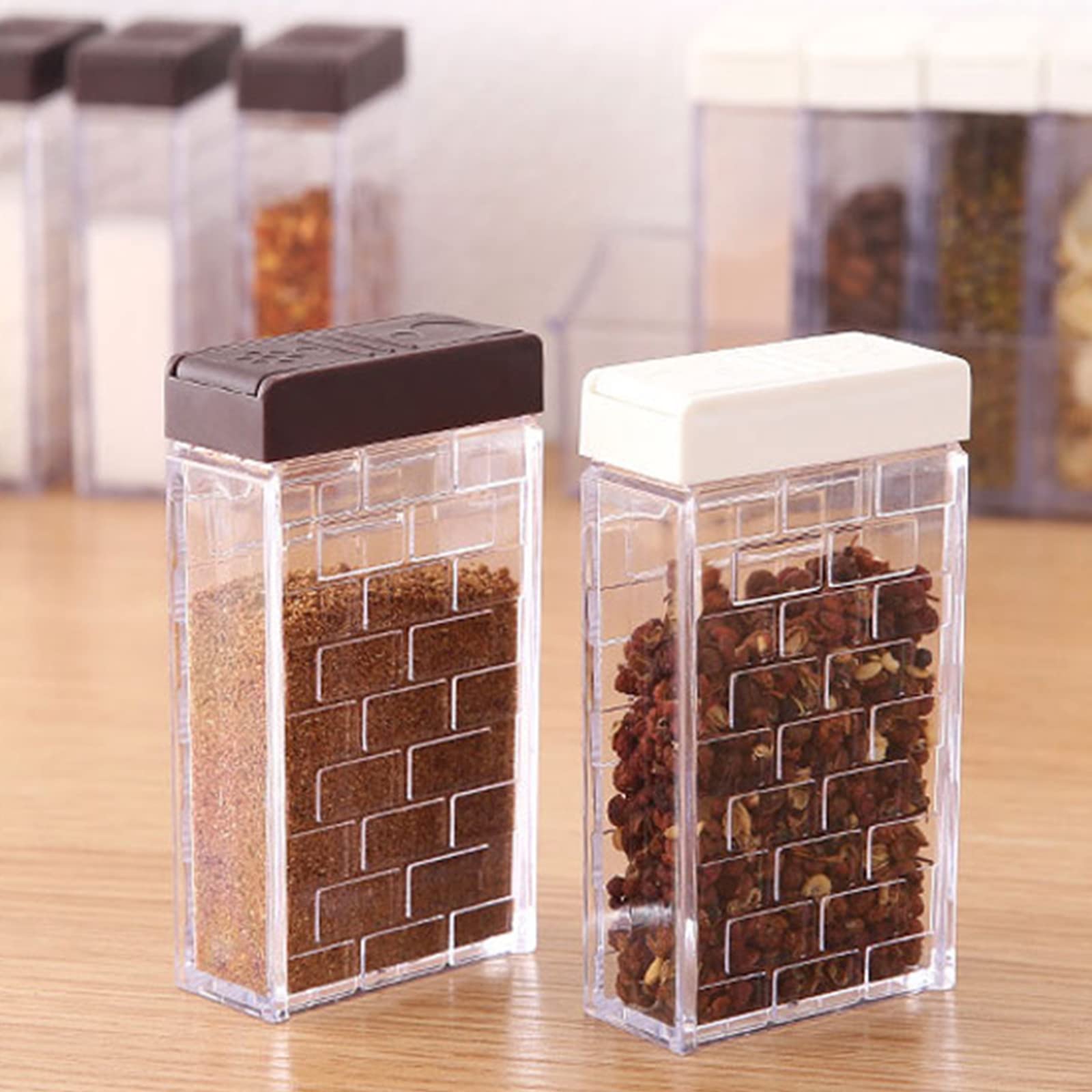 TOPZEA 12Pcs Spice Shaker Jars, Travel Seasoning Box with 2-in-1 Lids Empty Condiment Set Plastic Seasoning Storage Container Dispenser for Spice, Salt and Pepper, Clear