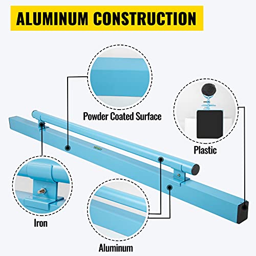 VEVOR Combo Concrete Screed, 48" Aluminum Screed Board, Concrete Screed Tool with Built-in Leveling Vial, Lightweight Concrete Screed Board with Comfortable Handle and Plastic Shovel for Construction