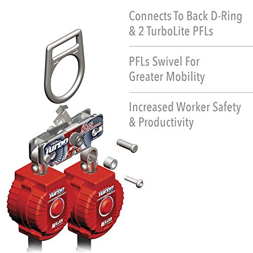 Miller Honeywell Home Miller Twin Turbo 6-Foot Fall Protection System with D-Ring Connector and Aluminum Locking Rebar Hooks (MFLB-12-Z7/6FT)