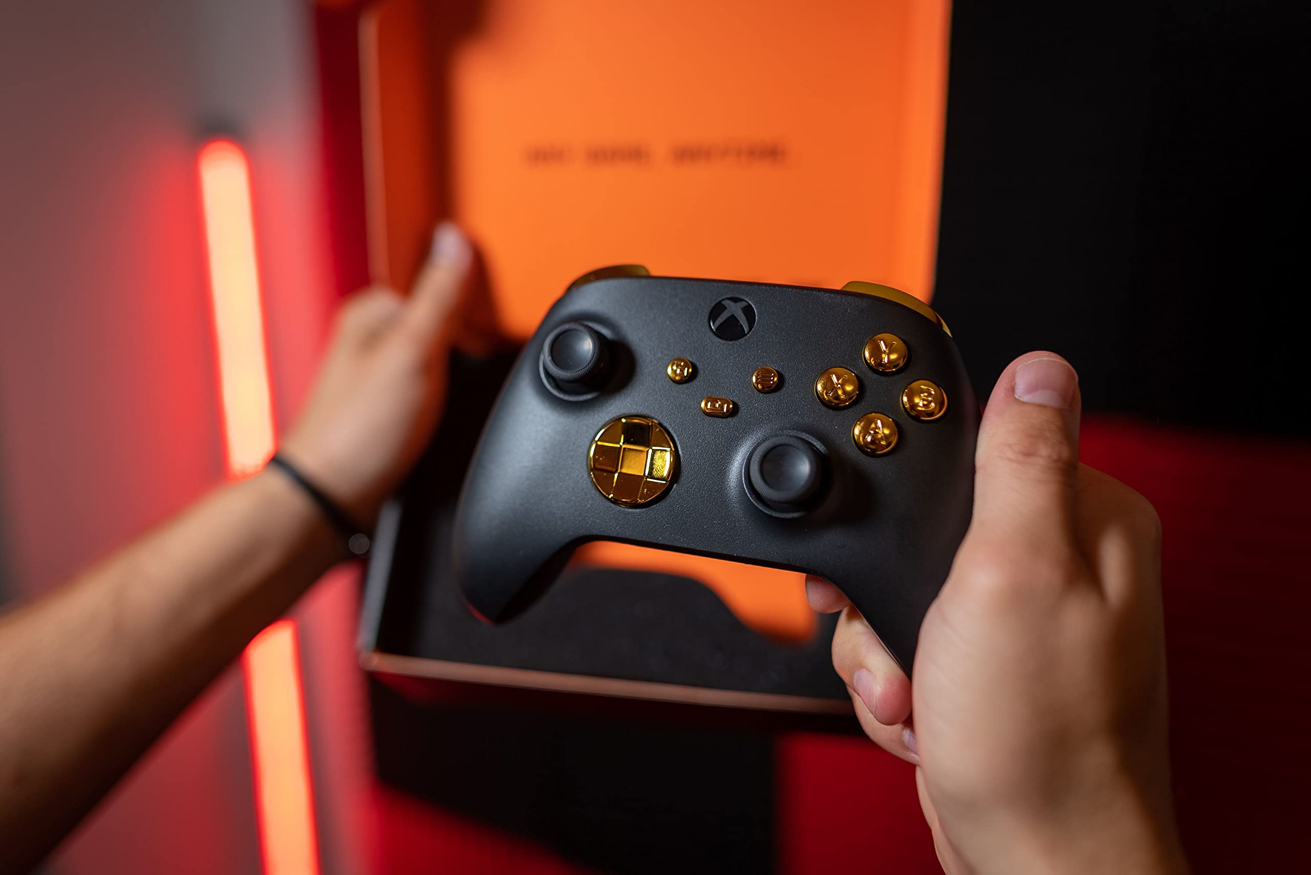 MODDEDZONE Custom Wireless UNMODDED Controller for Xbox One S/X and PC with Exclusive and Unique Designs - The Perfect Gaming Gift for Enthusiasts, Expertly Crafted in the USA - Black/Gold