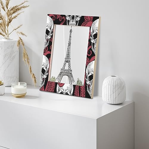 POFATO Skull Red Octopus11x14 Picture Frame Wood Photo Frame for Tabletop Display Wall Mount Picture Frame Display 11 x 14 Inch Photo Wall Decor Home Gift Frames