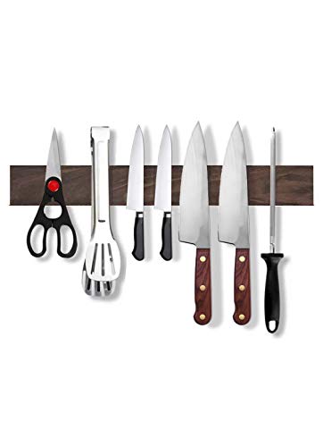 Walnut Wood Magnetic Knife Holder 16 inch Powerful Magnetic organizing kitchen Space-Saving- knifes - metal tools heavy duty strip